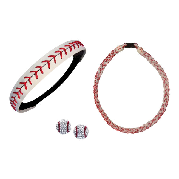 Baseball Necklace Titanium Braided Sports Necklaces Headband Earring S