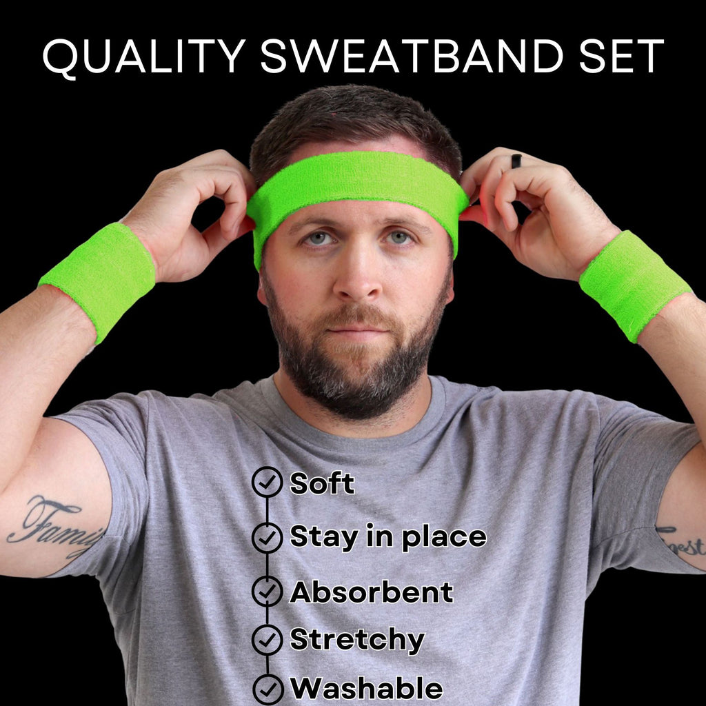 Sweatband Sets Terry Cotton Headband and 2 Wristbands Pack You Pick Co