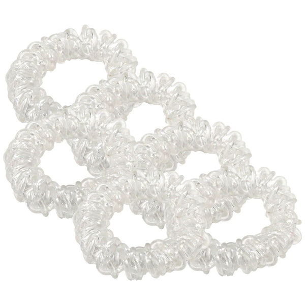 6 Clear Spiral Hair Ties Elastic Coils Assorted Ponytail Holders ...